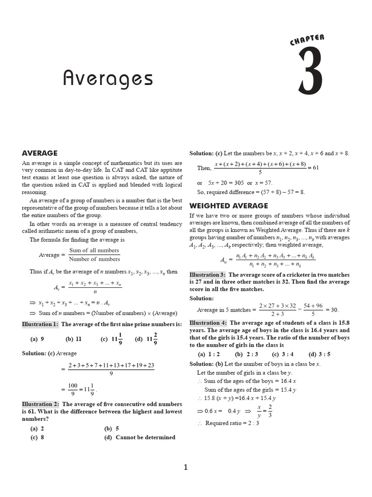 Averages | PDF | Workweek And Weekend | Arithmetic