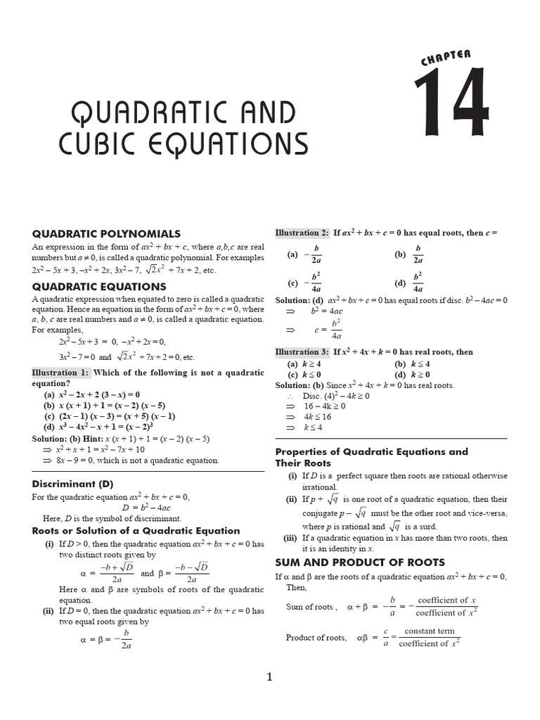 Quadratic and Cubic Equations Explained | PDF | Quadratic Equation ...