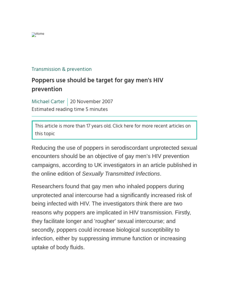 Poppers use should be target for gay men's HIV prevention _ aidsmap ...