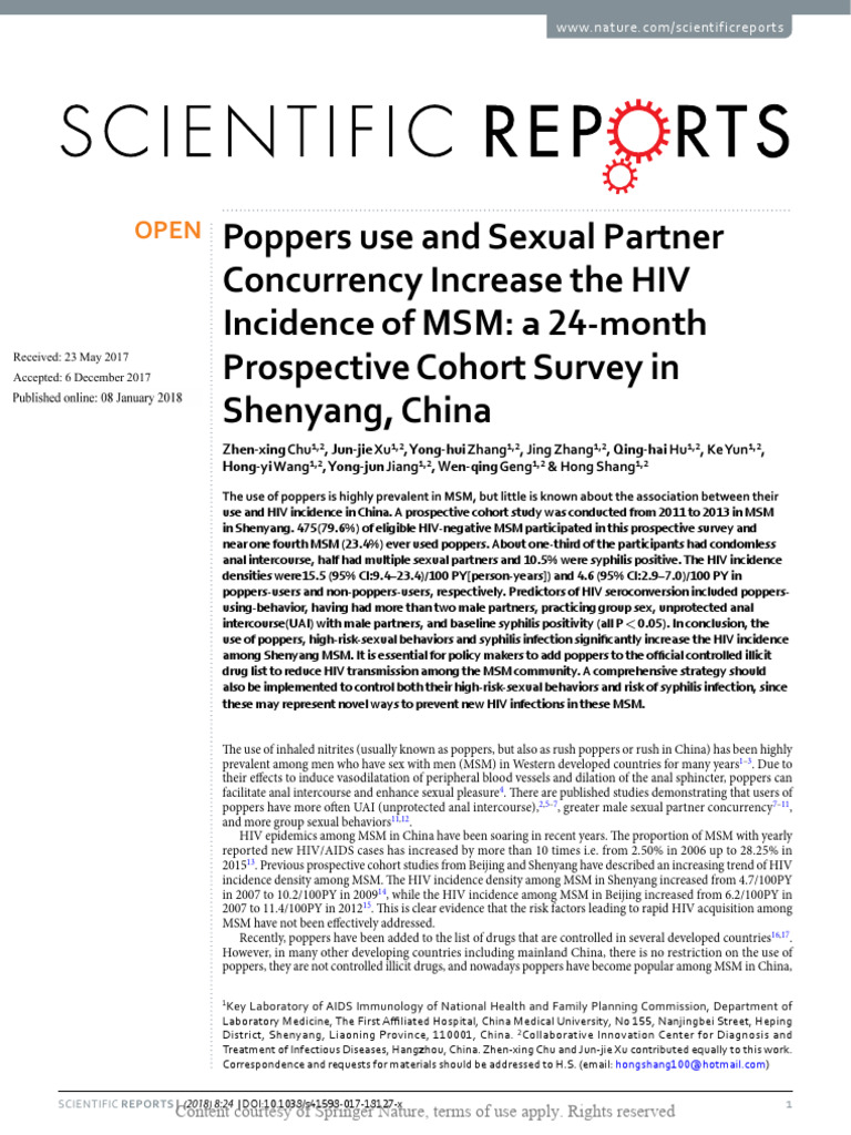 Poppers Use and Sexual Partner Concurrency Increas | PDF | Men Who Have ...