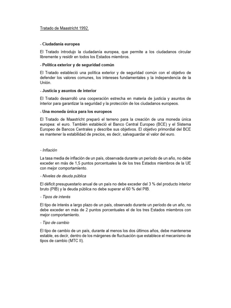 Tratados de Maastricht y Amsterdam UE. | PDF | Banco central europeo ...