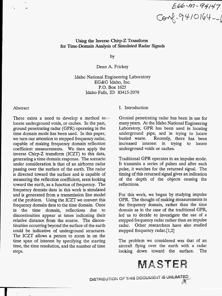 Using Inverse Chirp Z Transform For Time Domain Analysis Download Free Pdf Discrete Fourier 7791