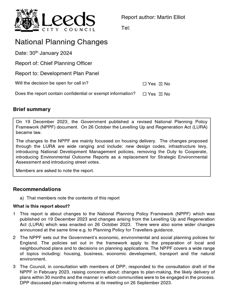 National Planning Changes | PDF | Policy | Risk