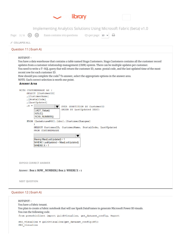 Implementing Analytics Solutions Using Microsoft Fabric (Beta) v1.0 | PDF | Data | Sql
