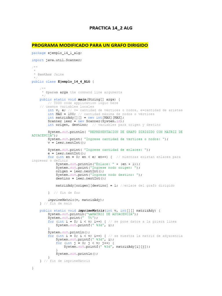 Practica 14 - 2 ALG | PDF | Vértice (teoría de grafos) | Teoría de grafos