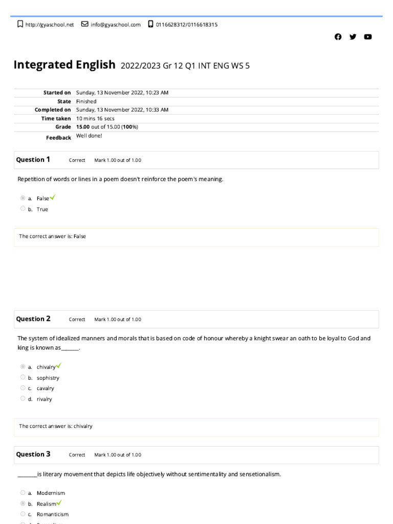 2022 - 2023 GR 12 Q1 INT ENG WS 5 - Attempt Review | PDF | Chivalry