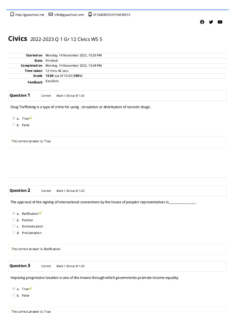 Grade 12 Civics Quiz Results | PDF | Smuggling | Corruption