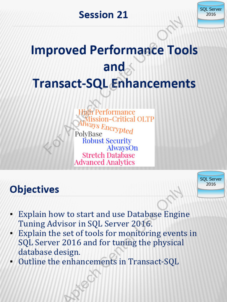 Session 21 Pdf Microsoft Sql Server Databases