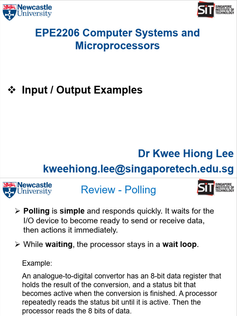 LectEPE2206 9 IO and Examples | PDF | Input/Output | Central Processing Unit