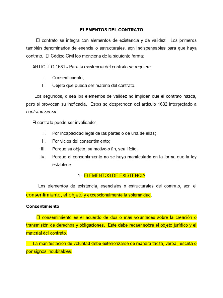 Elementos Del Contrato - Info. Resumen Libro Contratos Civiles y Ccbc. | PDF | Ley común ...