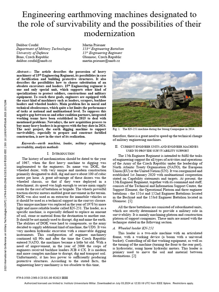 Engineering Earthmoving Machines Designated To The Role of ...