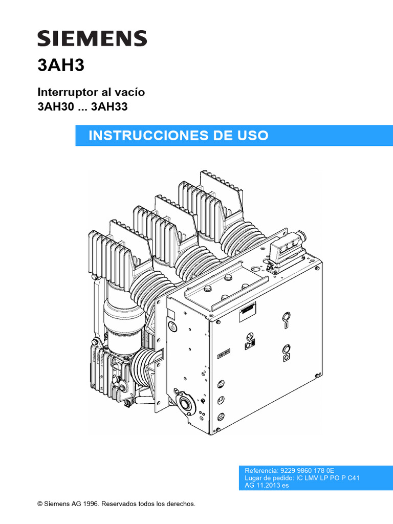 Interruptor al vacío Siemens 3AH3 | PDF | Ingenieria Eléctrica