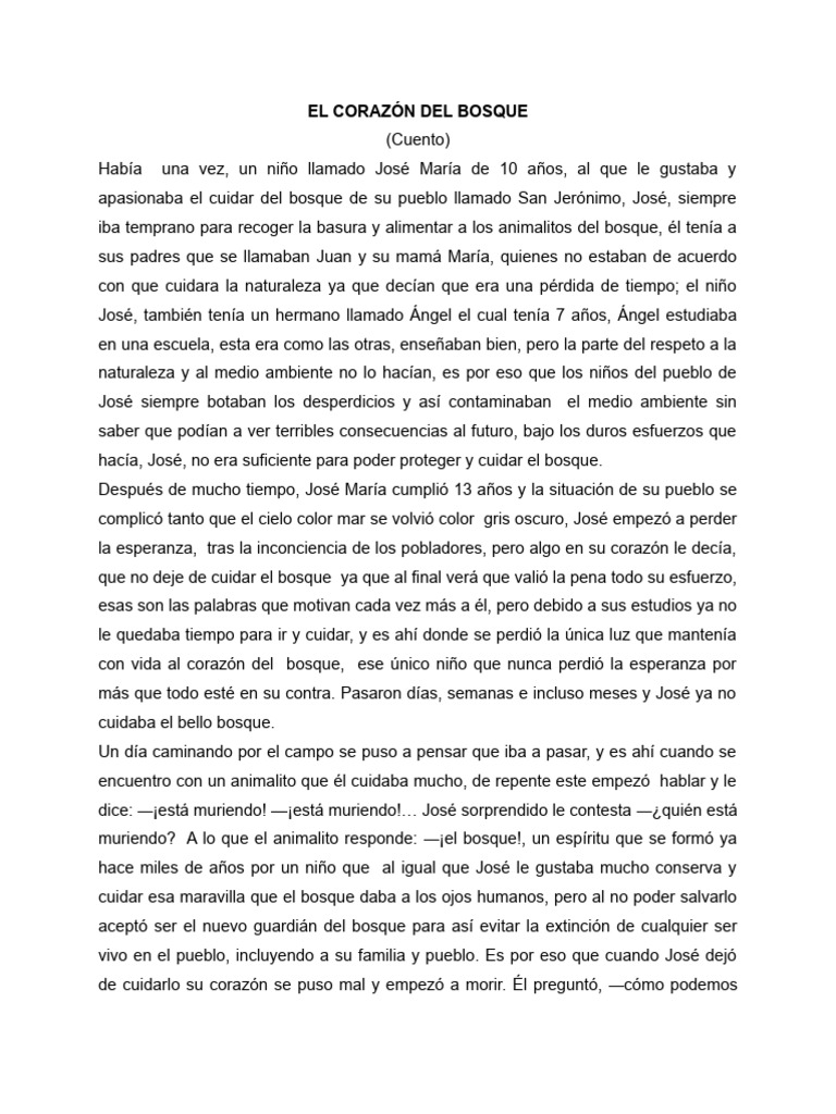El Corazon Del Bosque Cuento Pdf