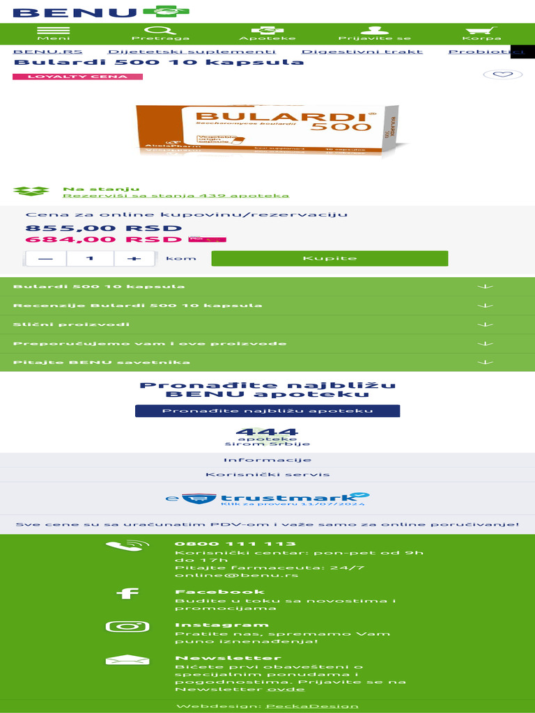 Bulardi 500 10 Kapsula - Na Stanju BENU - RS | PDF