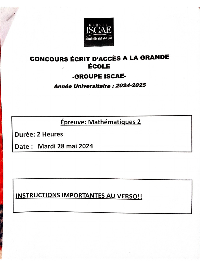 Math Iscae 2024 | PDF