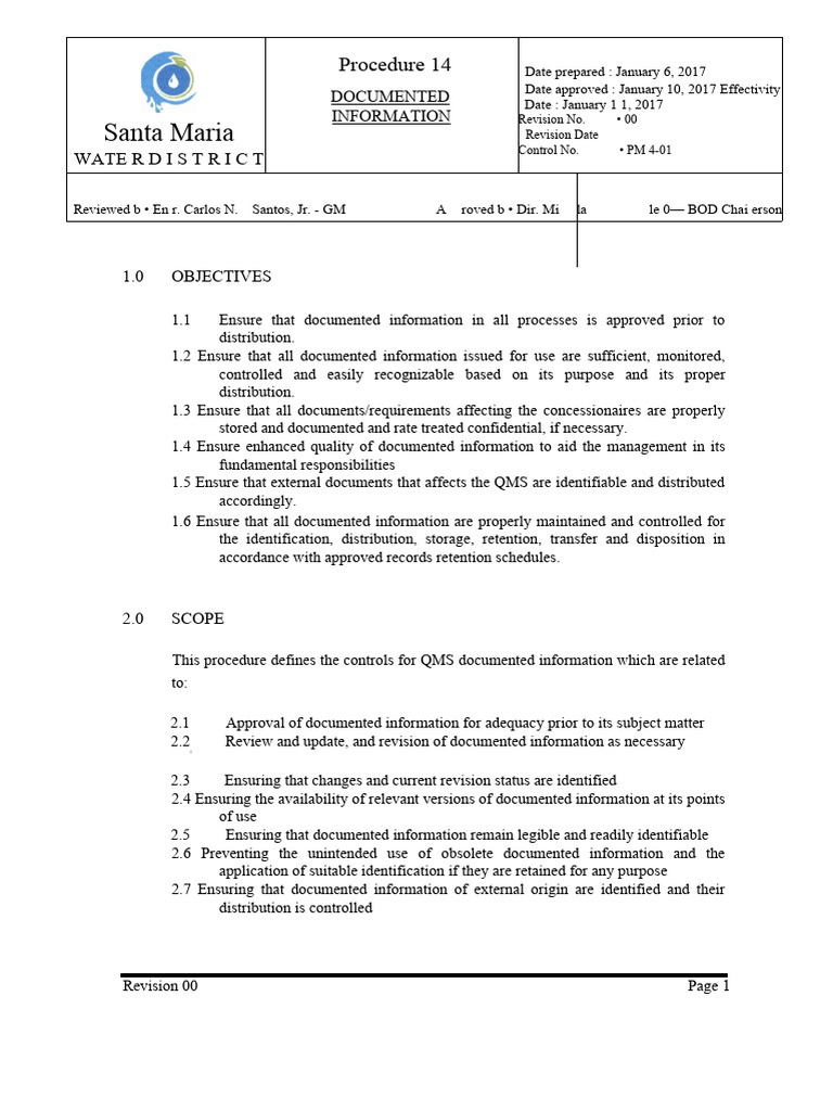 Procedure-14-Documented-Information-Procedure-1 | PDF | Quality ...