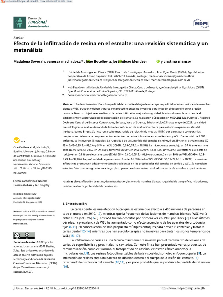 Effect of Resin Infiltration On Enamel A Systematic Study - En.es | PDF ...