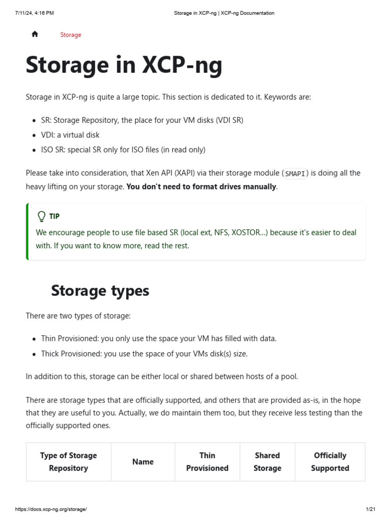 Storage in XCP-NG - XCP-NG Documentation | PDF | File System | Backup