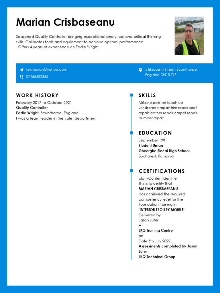 Marian Crisbaseanu 13474848 CV Library | PDF | Car Body Styles | Vehicles