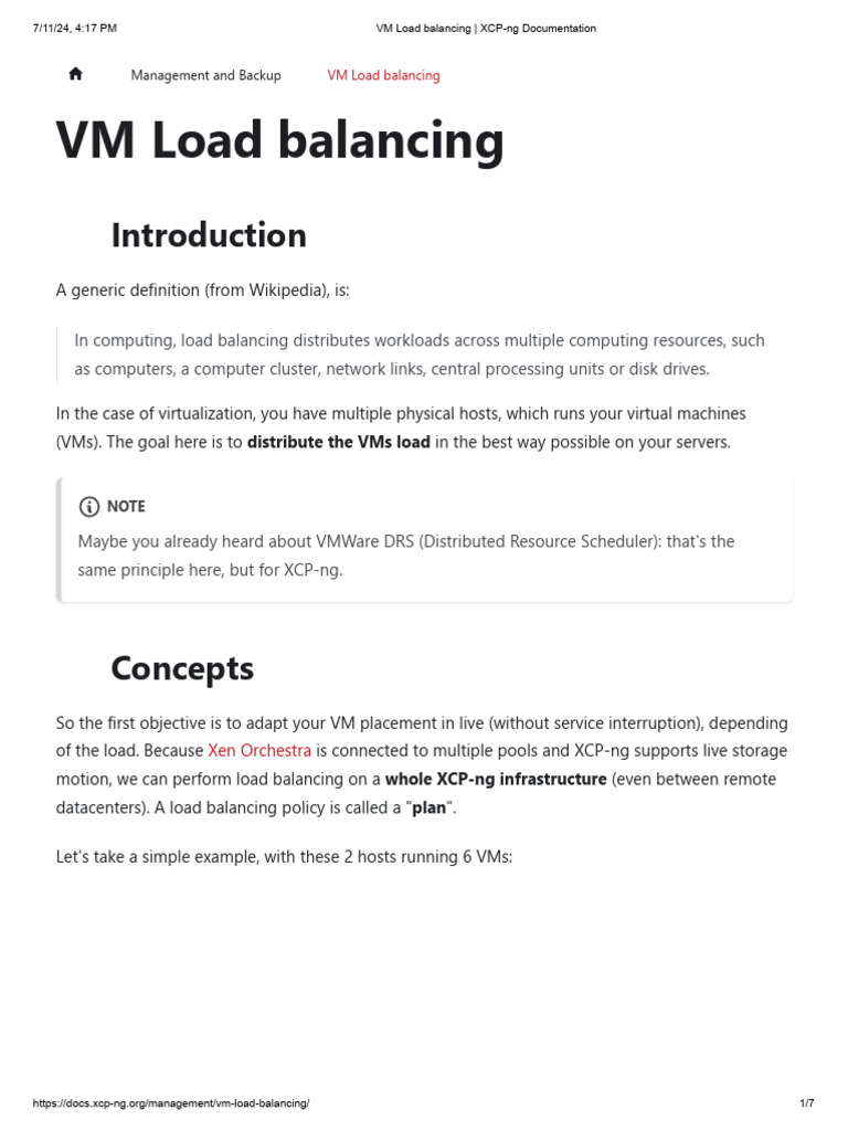 Vm Load Balancing Xcp Ng Documentation Pdf Virtual Machine Load Balancing Computing 