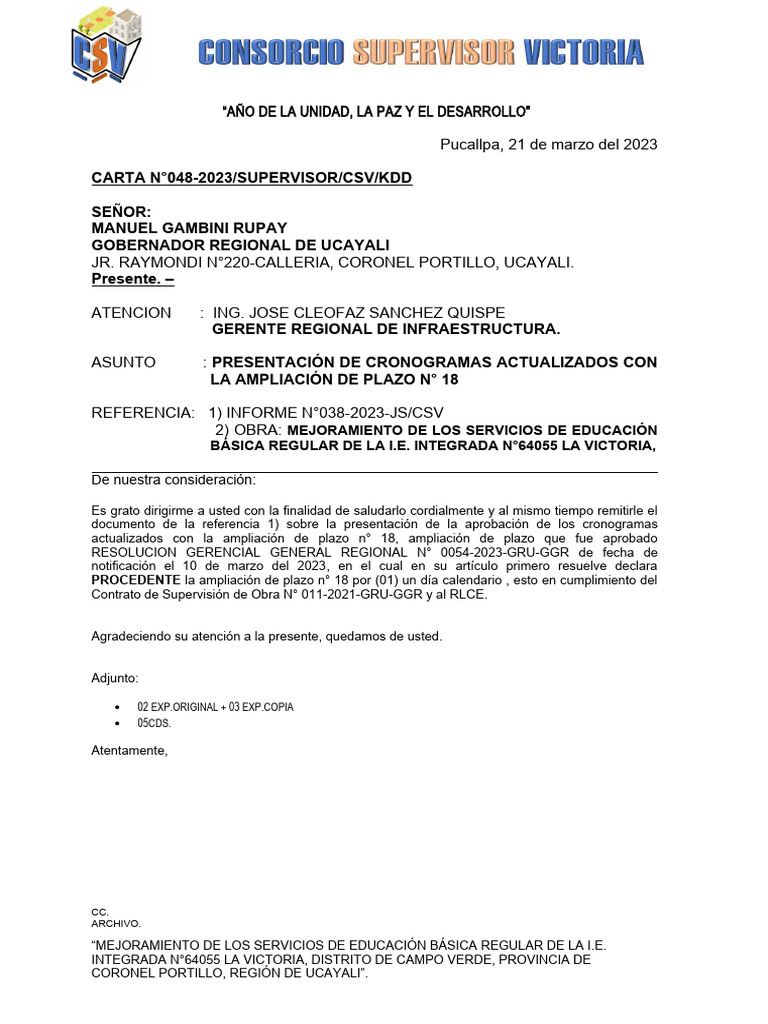 Carta 048-Inf 038-2023 - Actulizacion de Cao Ap N°18 | PDF