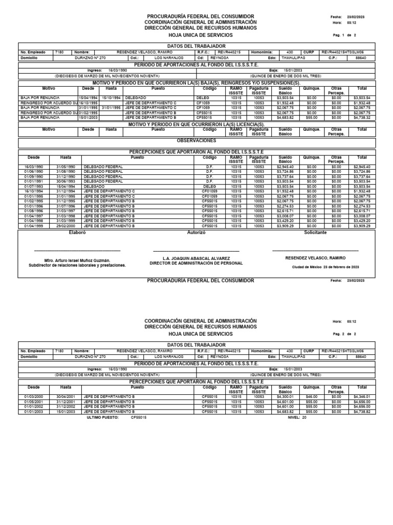 HOJA DE SERVICIOS | PDF | México | Programas sociales