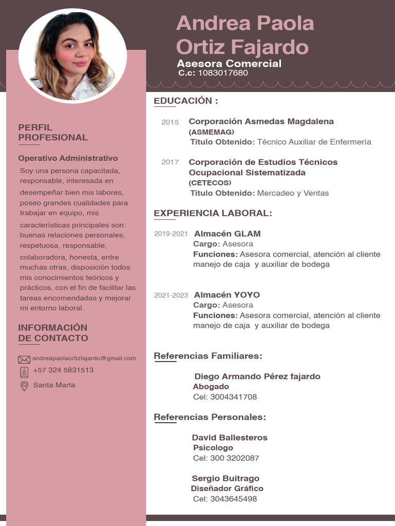 Hoja de Vida Andrea Con Certificados | PDF