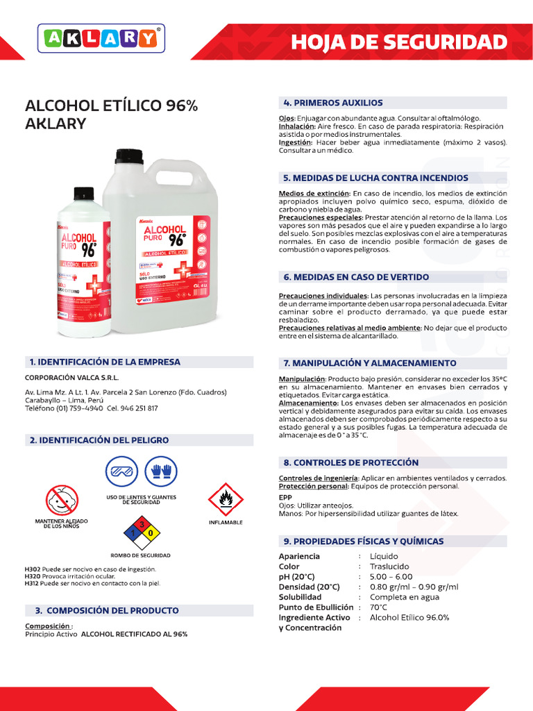 MSDS Alcohol 96° | PDF
