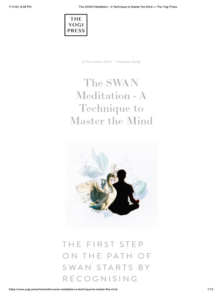 The SWAN Meditation - A Technique To Master The Mind - The Yogi Press ...