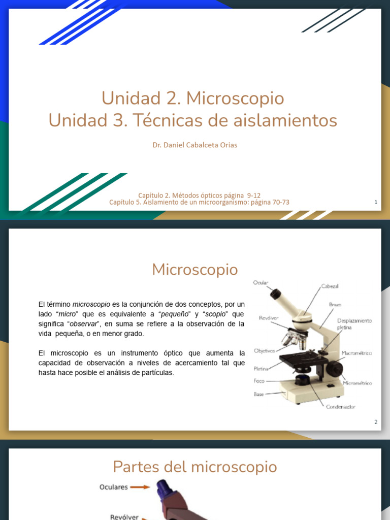 Unidad 2. Microscopio. Unidad 3. Técnicas de Aislamientos | PDF ...