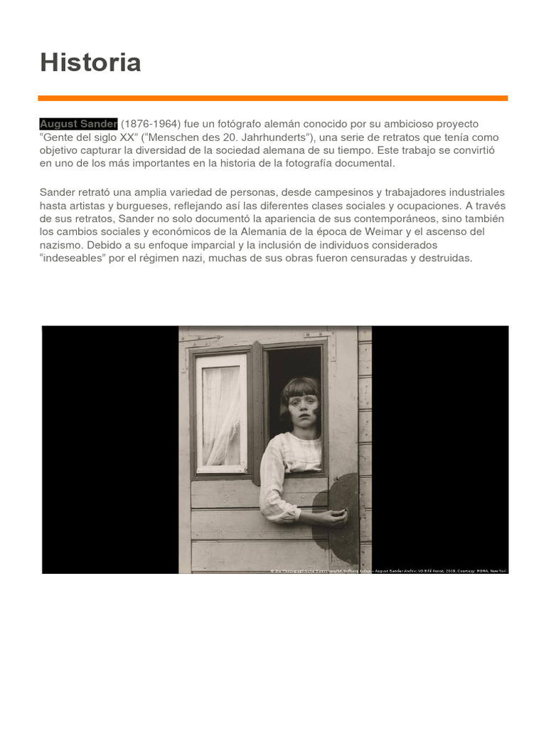 Fotografía histórica: Sander, Brooke y Bulla | PDF