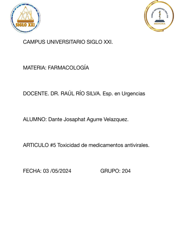 Campus Universitario Siglo Xxi | PDF | Droga antiviral | Manejo del VIH ...