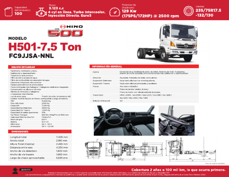 Ficha Técnica - Ficha técnica H501 - 7.5 toneladas (3) | PDF