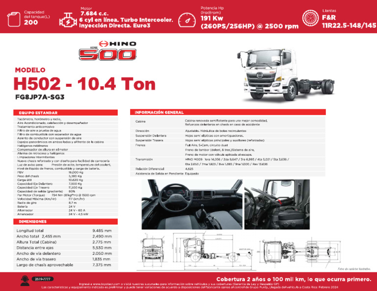 Ficha Técnica - Ficha Técnica H502 - 10.4 Toneladas | PDF