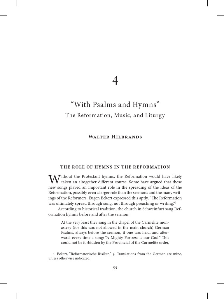 "With Psalms and Hymns": The Reformation, Music, and Liturgy | PDF