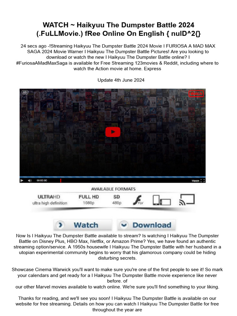 WATCH Haikyuu The Dumpster Battle 2024 (.FuLLMovie.) FRee Online On English (NulD 2 | PDF | Hulu ...