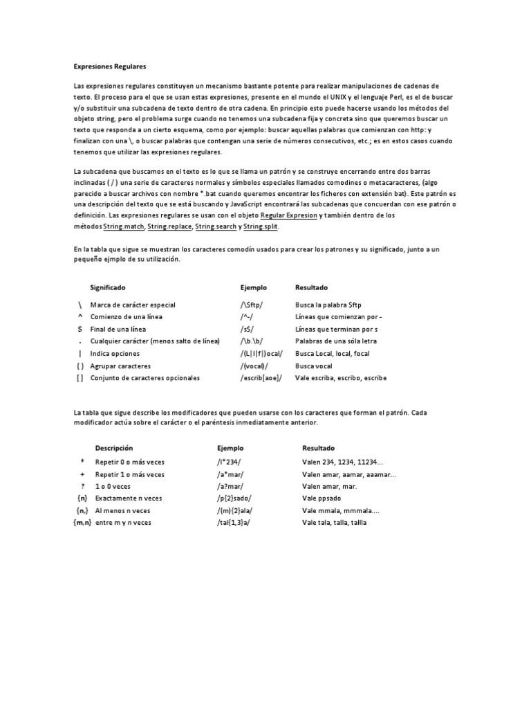 Expresiones Regulares | PDF | Expresión regular | Lenguaje de programación