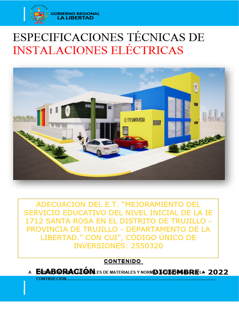 Instalaciones Eléctricas: Especificaciones Técnicas de | PDF | Cobre | Aislador (Electricidad)