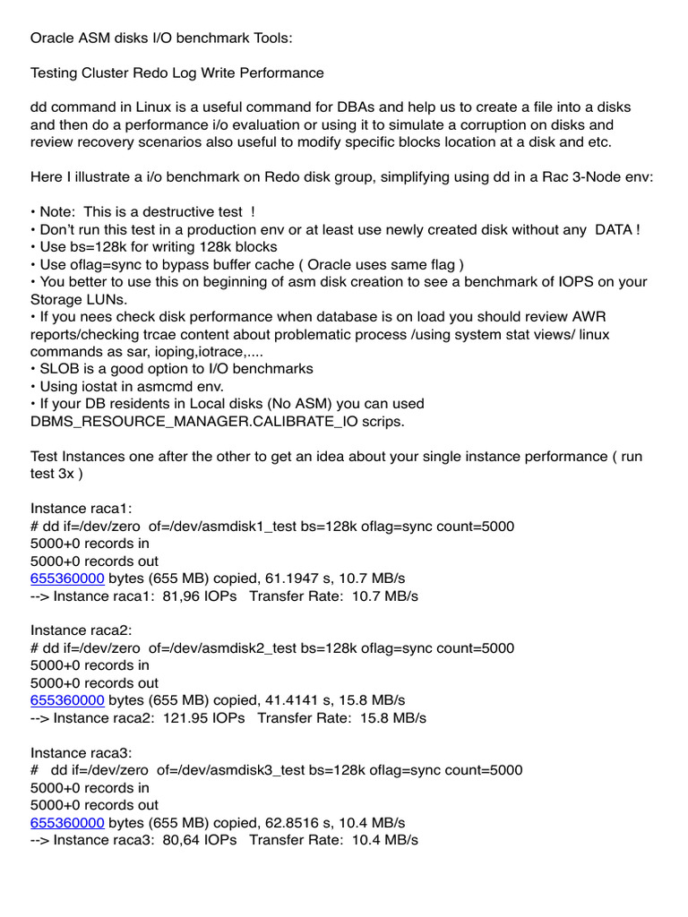 A Review of Oracle ASM Disk I - O Benchmark | PDF | Cache (Computing ...