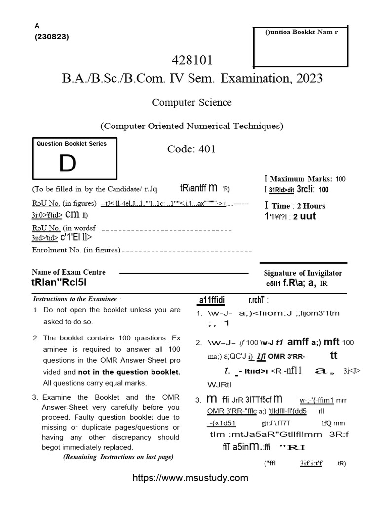 Ba Bsc Bcom 4 Sem Computer Science Computer Oriented Numerical Tech Pdf Numerical Analysis