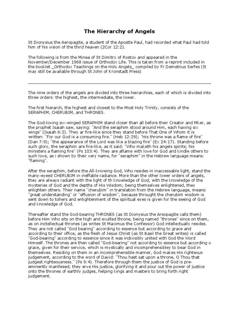 The Hierarchy of Holy Angels | PDF | Angel | Mythology