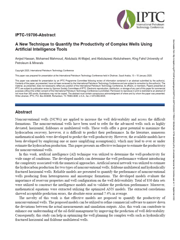 2020 - New Technique To Quantify The Productivity of Complex Wells ...