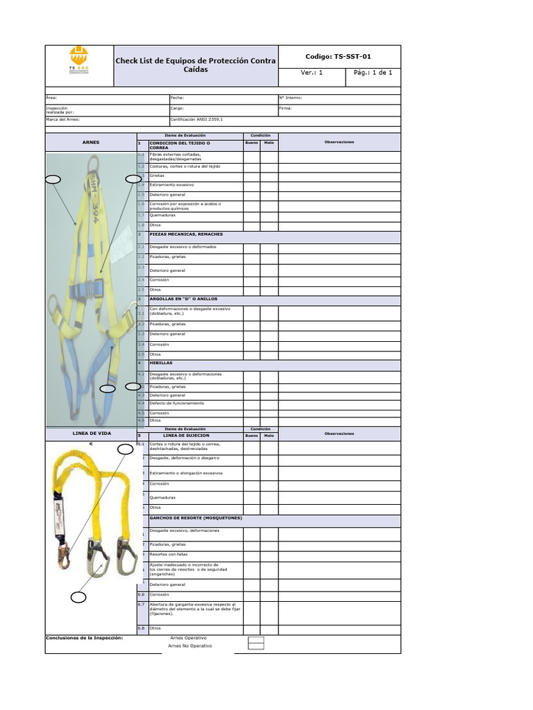 Checl List de Arnes y Linea de Vida | PDF