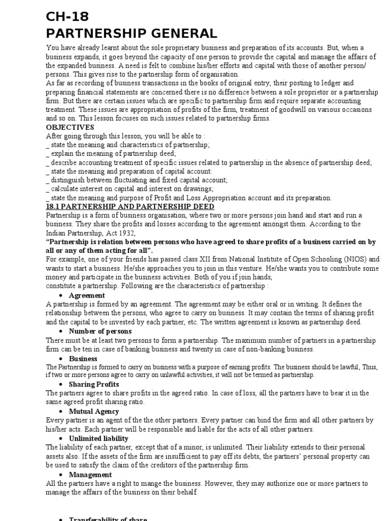 Partnership Accounting Basics | PDF | Partnership | Debits And Credits