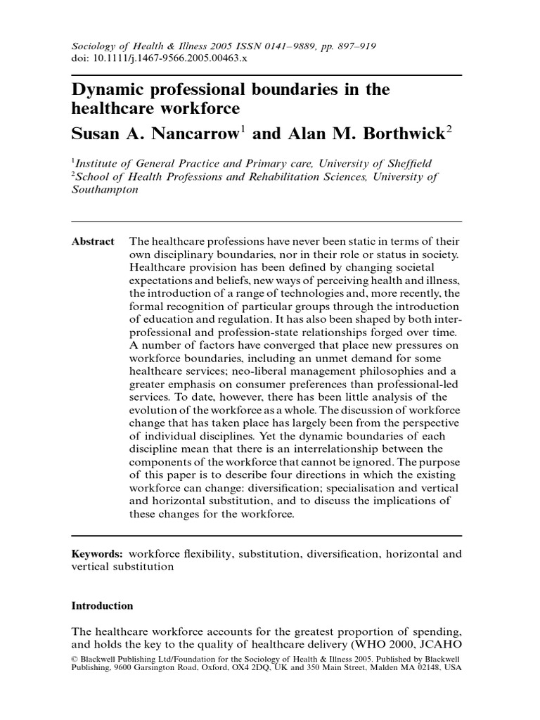 Week 3 - Dynamic Professional Boundaries in The Healthcare Workforce ...