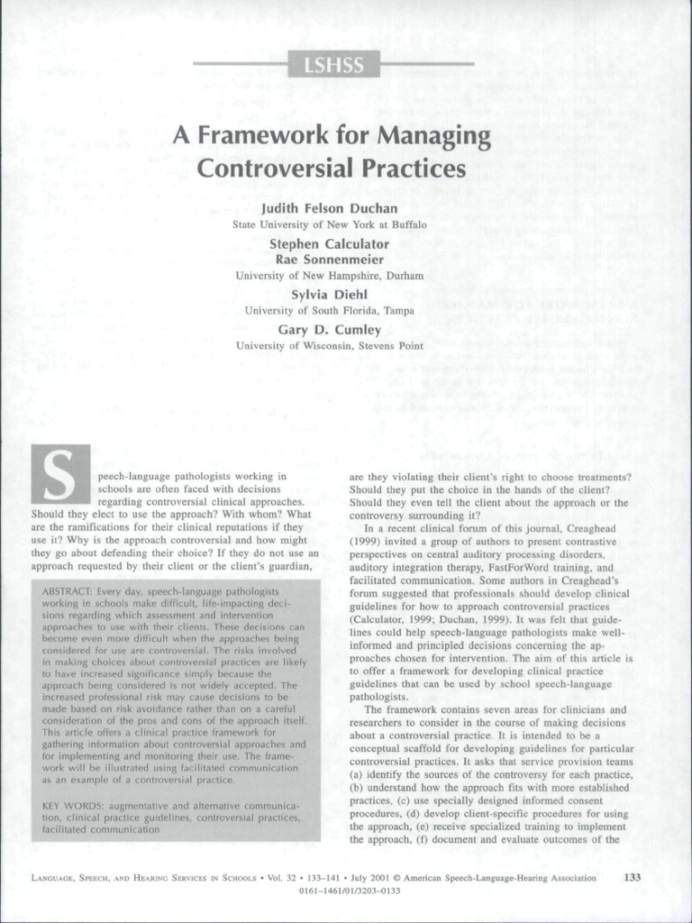 Week 4 - A Framework For Managing Controversial Practices | PDF ...