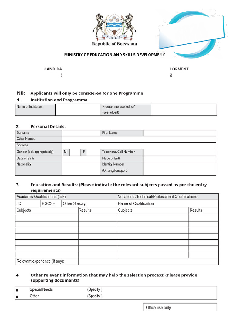 DSD Candidate Application Form 2024 | PDF