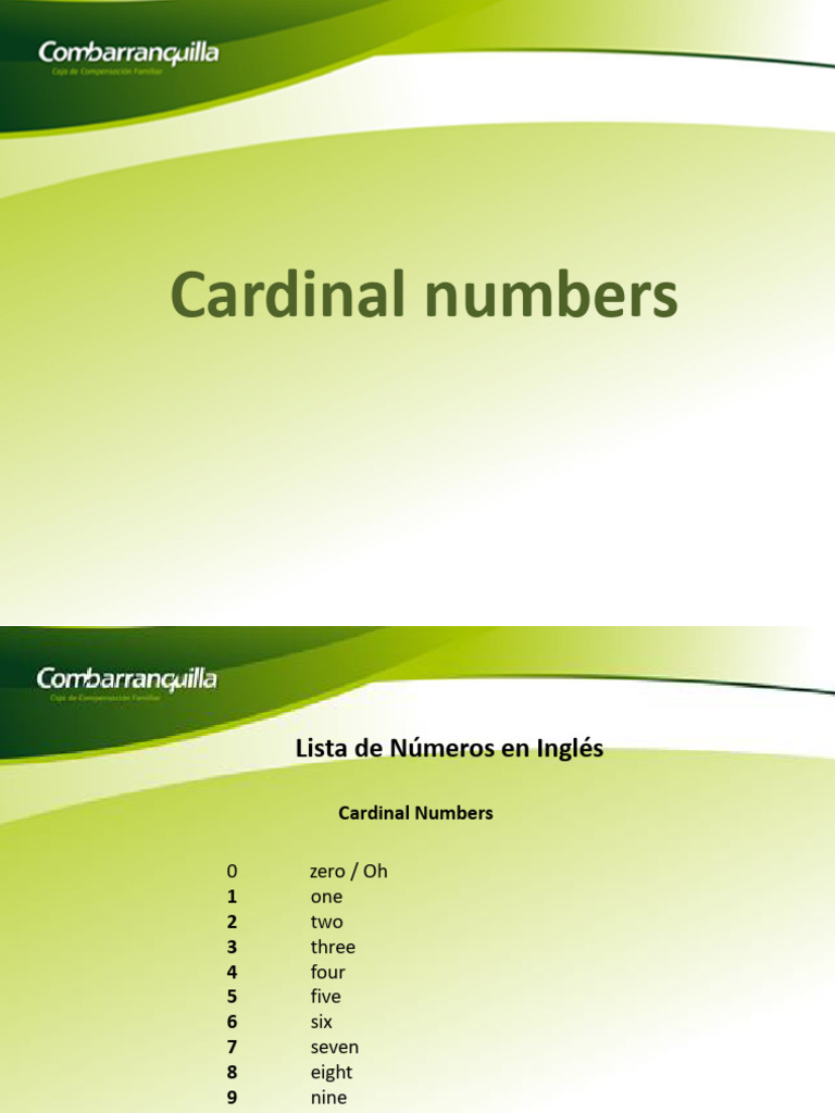 English Cardinal Numbers List | PDF