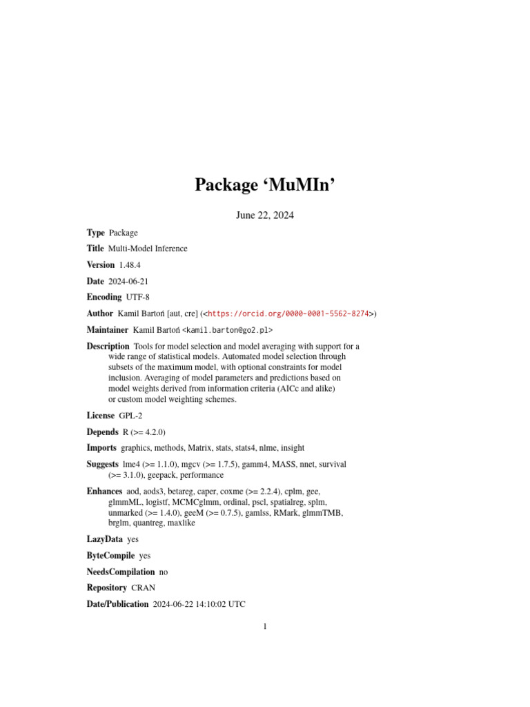 Mu MIn | PDF | Akaike Information Criterion | Function (Mathematics)