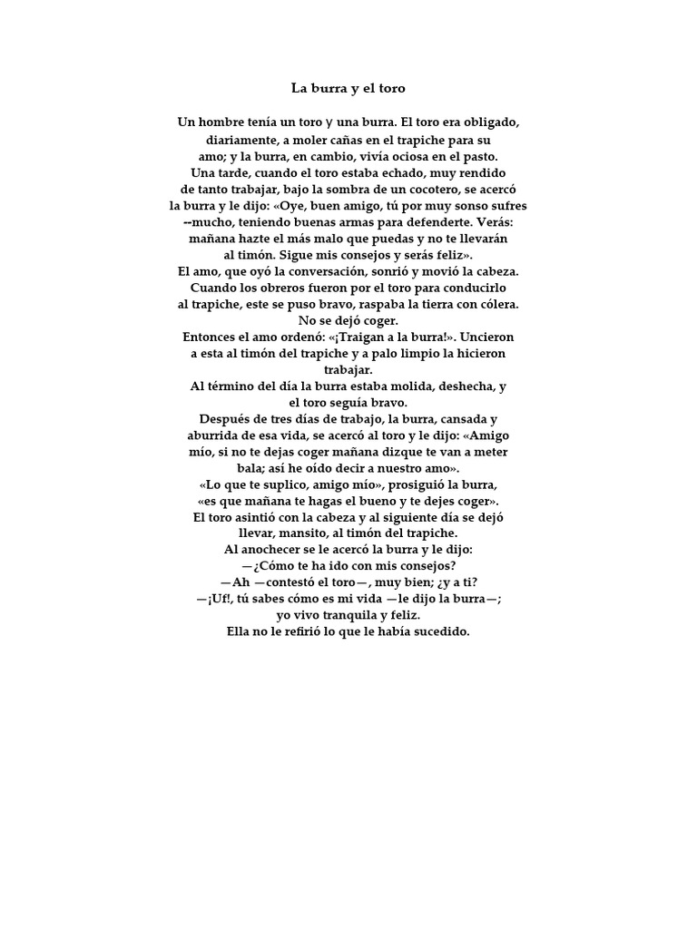 La Burra y El Toro | PDF